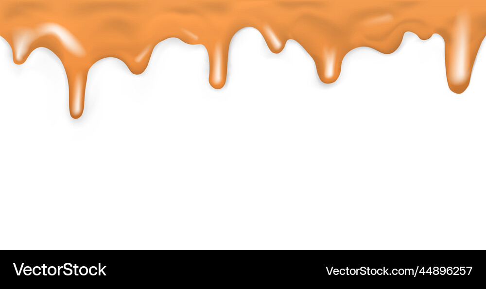 Flowing caramel on white background template Vector Image