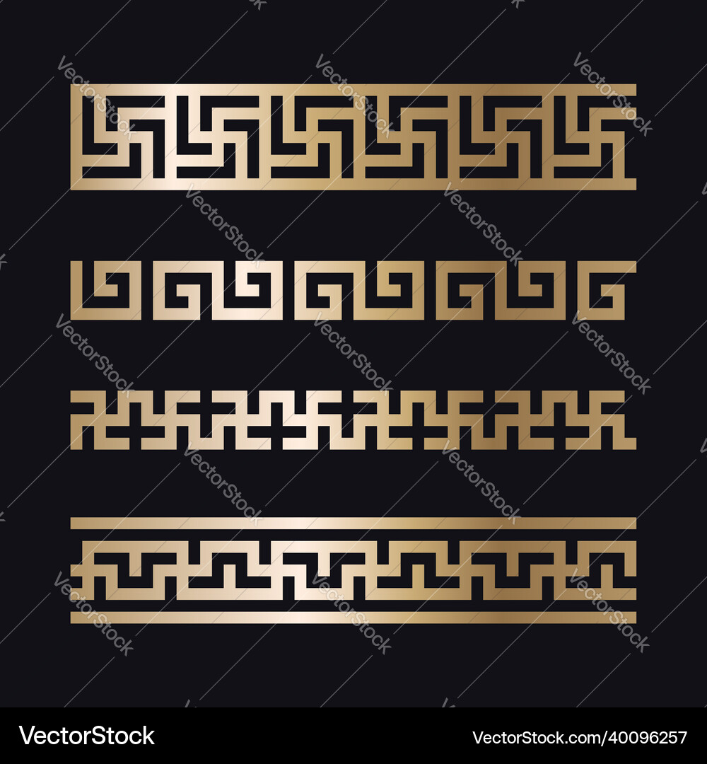 Greek gold borders on a black background Vector Image