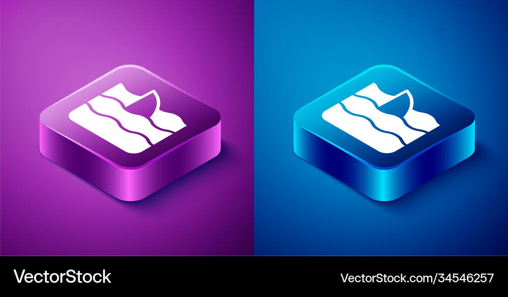Isometric shark fin in ocean wave icon isolated Vector Image