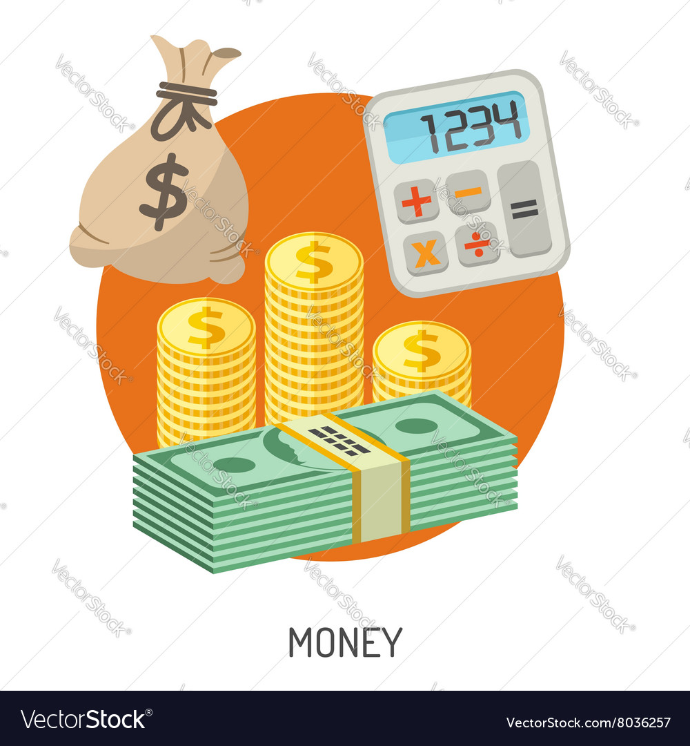 Money and finance flat icons Royalty Free Vector Image