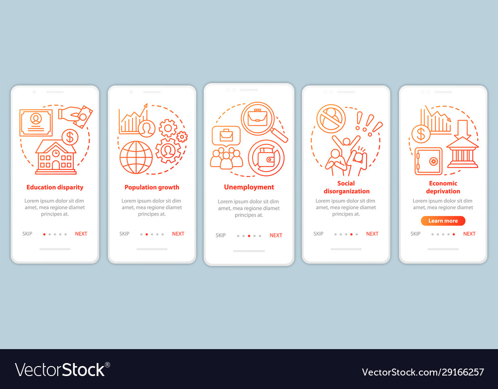 Social Problems Onboarding Mobile App Page Screen Vector Image