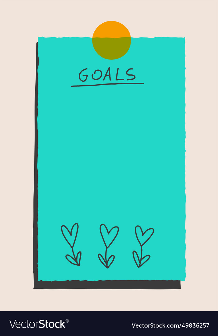 Sticky goal writing sheet Royalty Free Vector Image