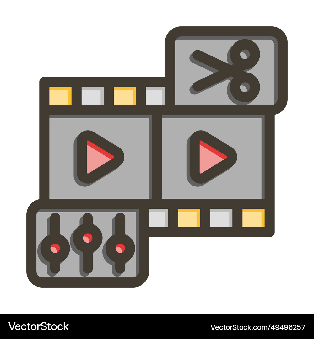 Video editing thick line filled colors icon Vector Image