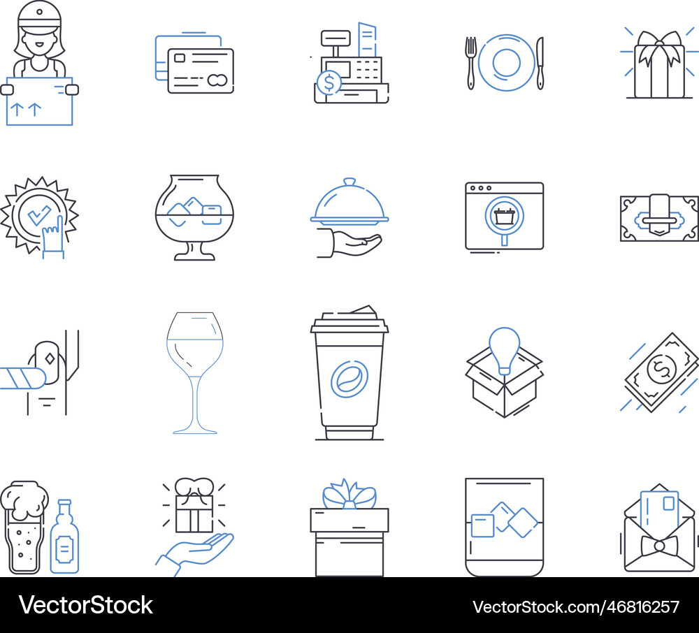 Window shopping line icons collection browsing Vector Image