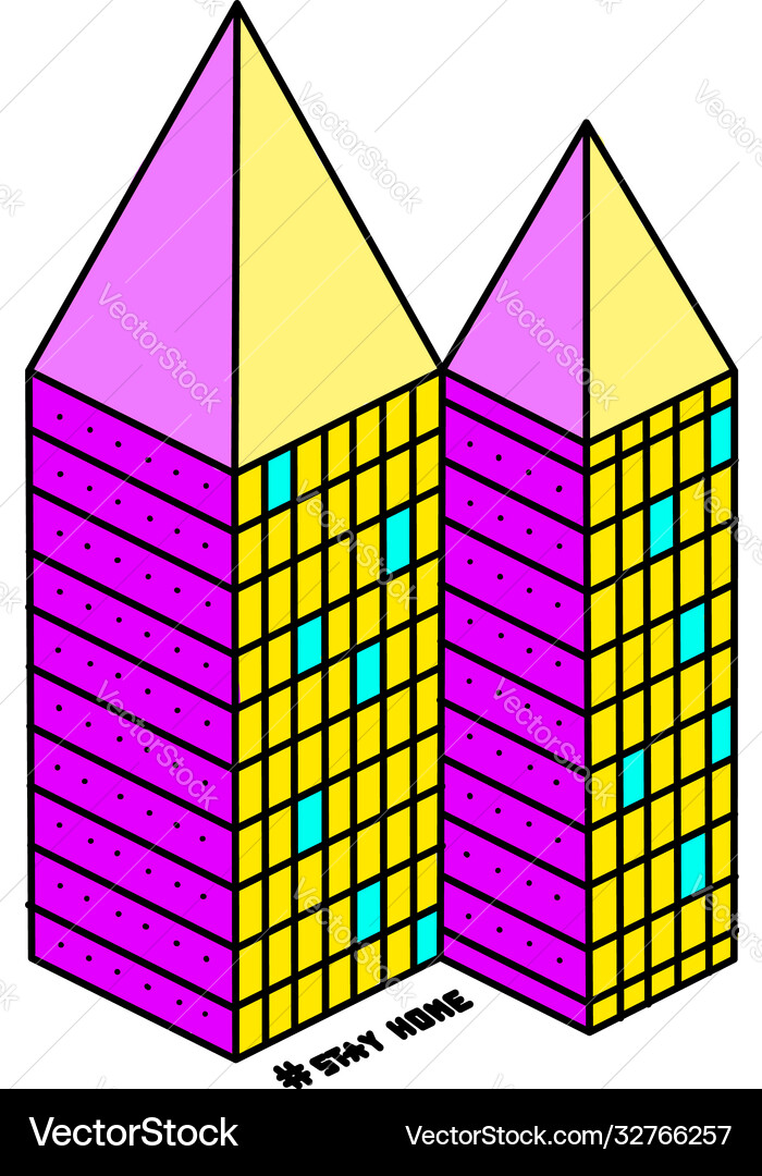 Yellow buildings on white background Royalty Free Vector