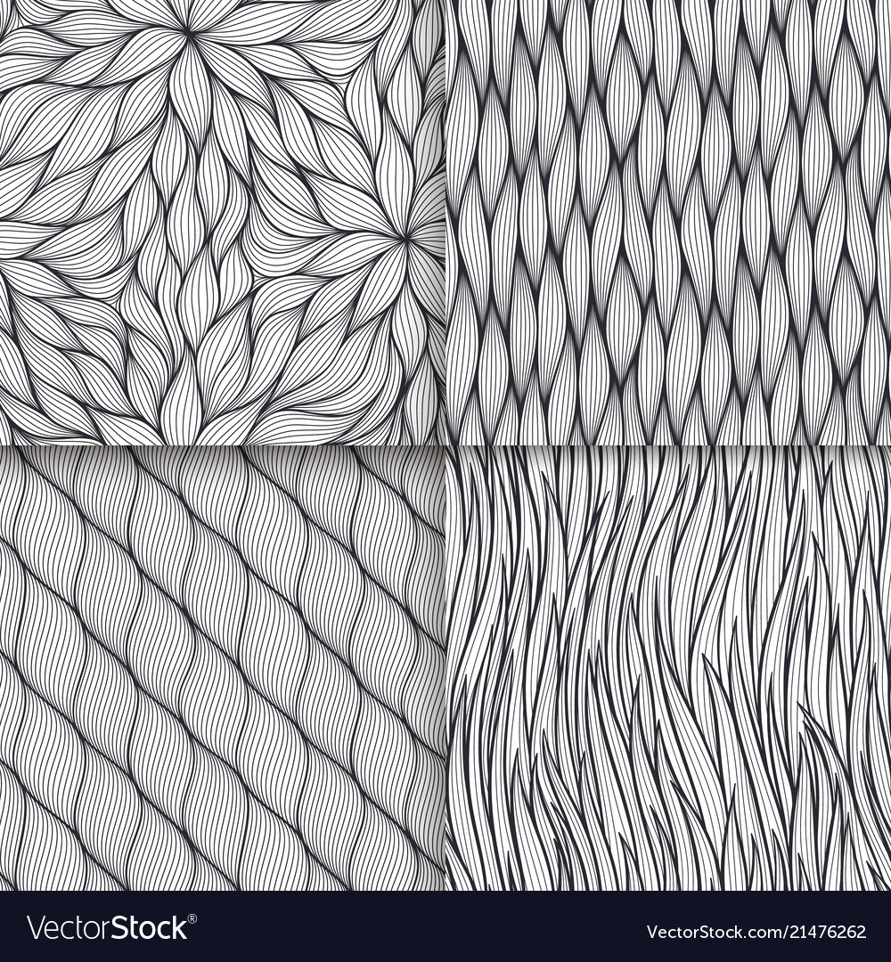 Abstract wavy lines seamless patterns set floral Vector Image Abstract wavy lines seamless patterns set floral Vector Image