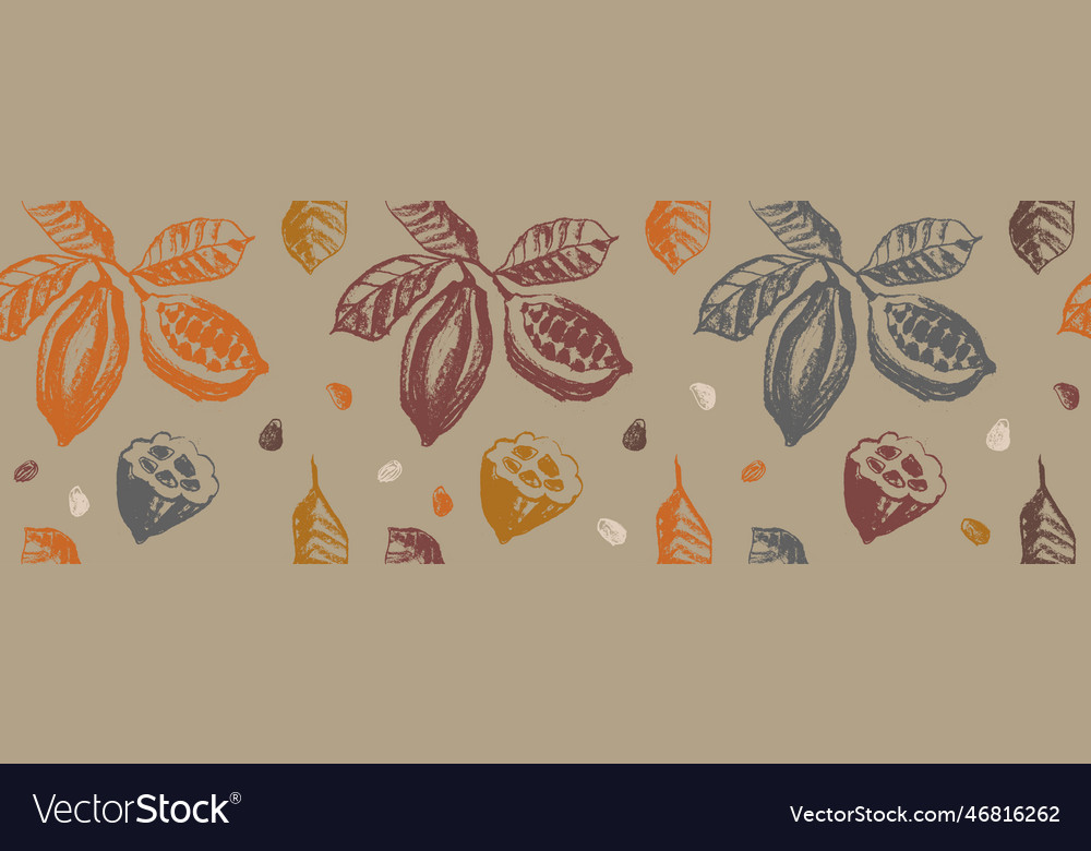 Cocoa beans seamless pattern background Royalty Free Vector