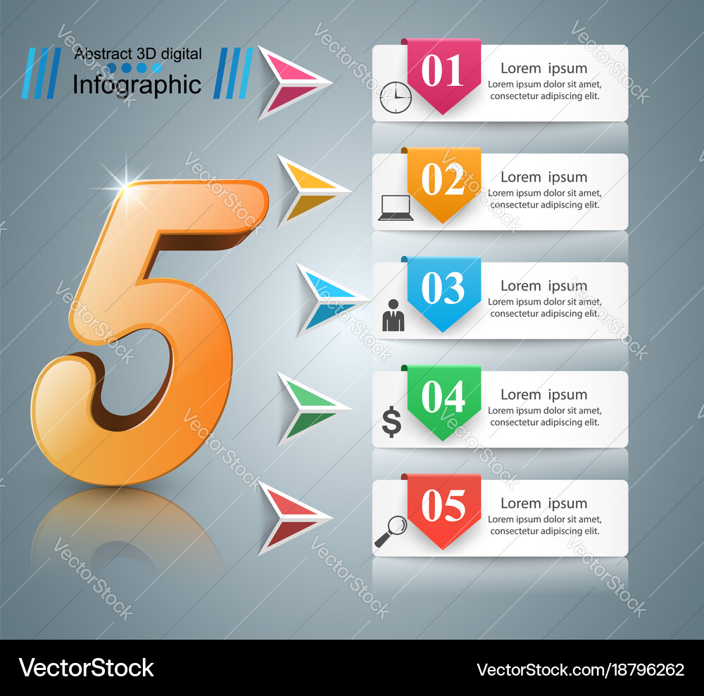 Five icon business infographic number icon Vector Image