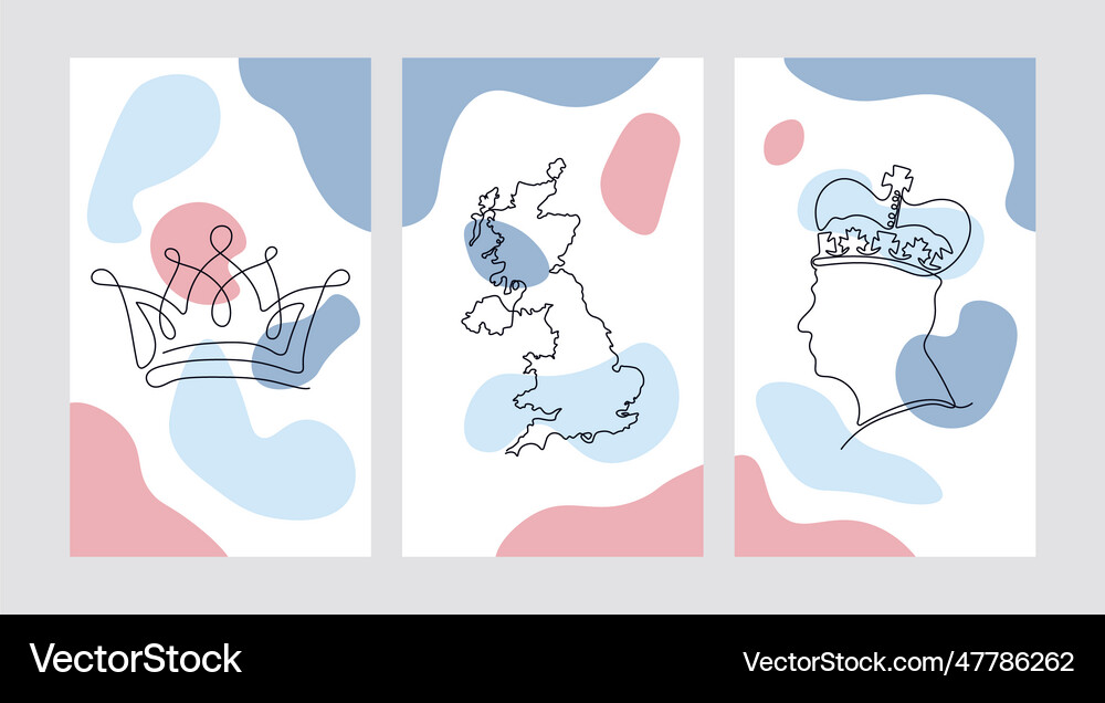 One line posters of coronation Royalty Free Vector Image