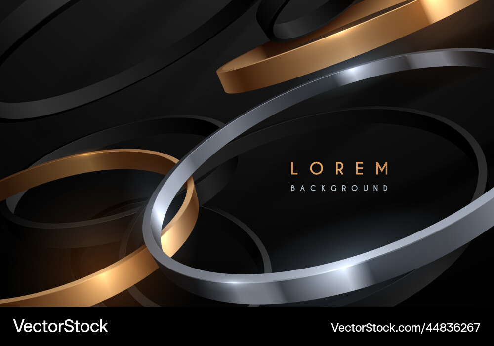 Abstract black gold and silver rings background Vector Image