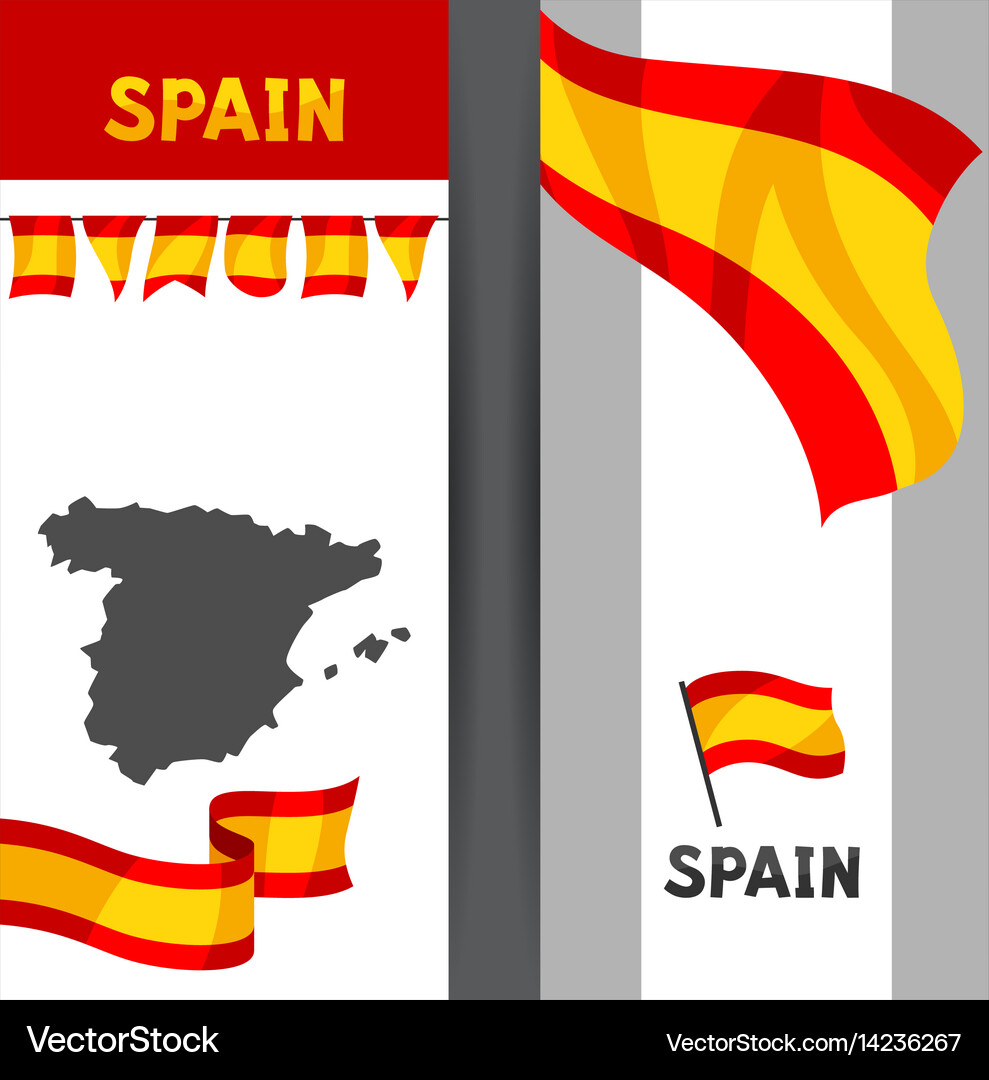 Banners with flag and map of spain Royalty Free Vector Image