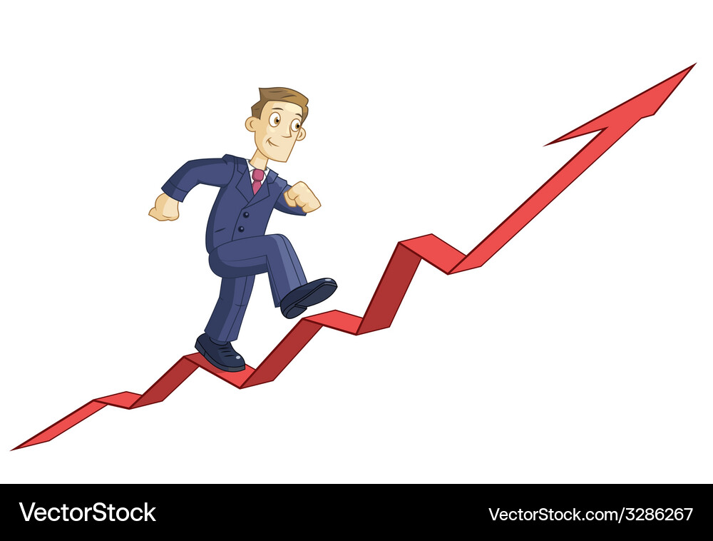 Businessman is climbing up business graph Vector Image