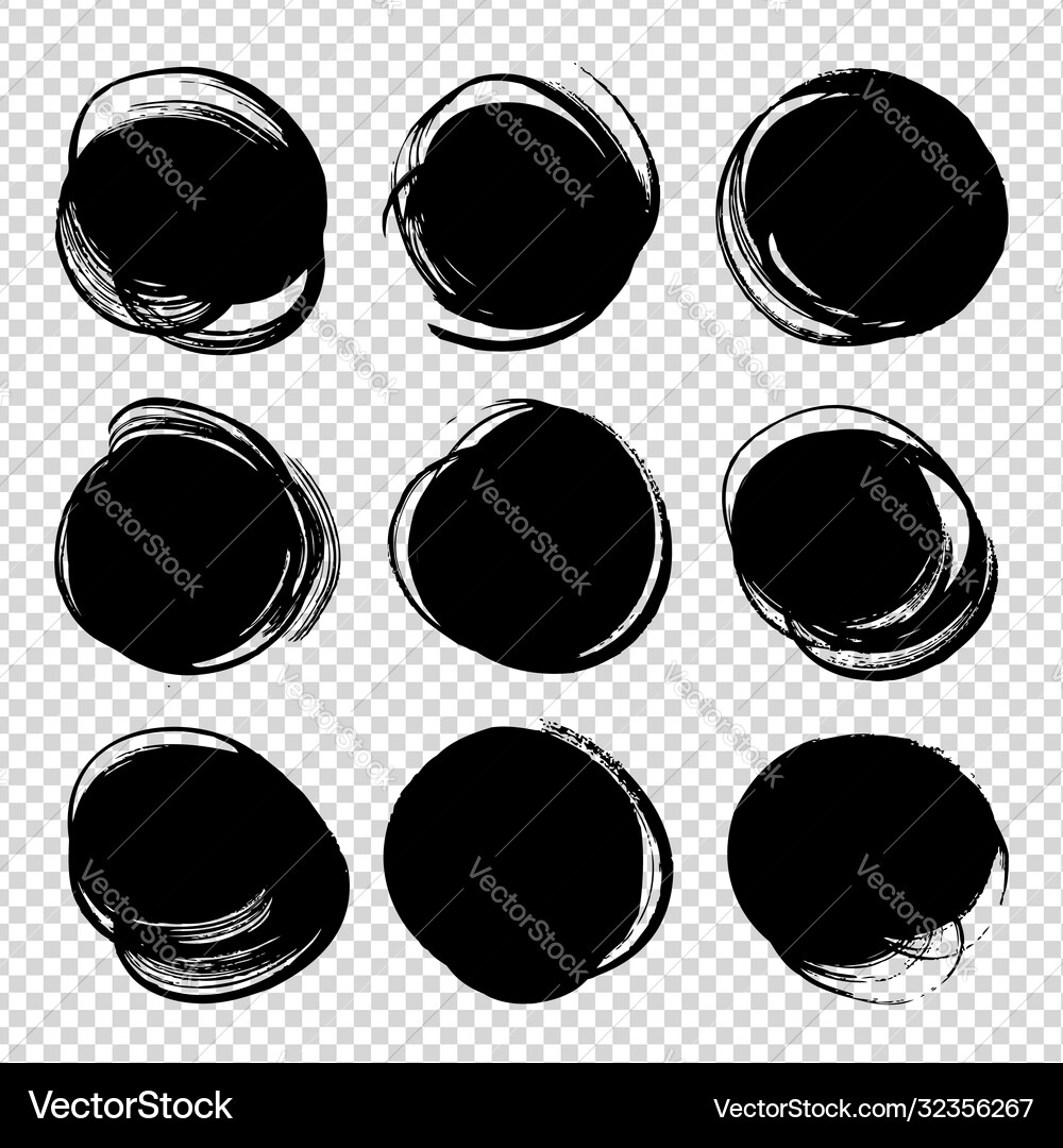 Circle black smears isolated on imitation Vector Image