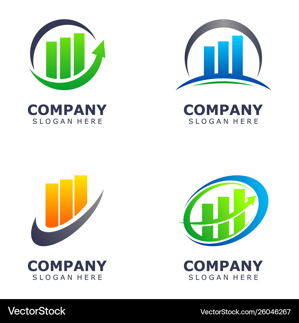Collection financial and growth logo Royalty Free Vector