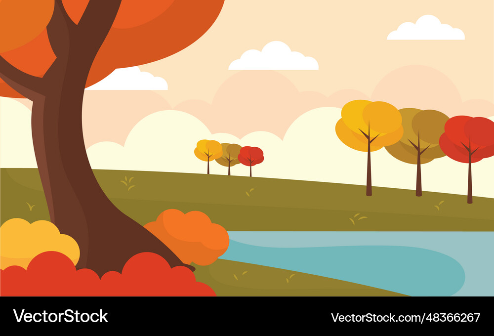 Colored seasonal autumn landscape scenario Vector Image