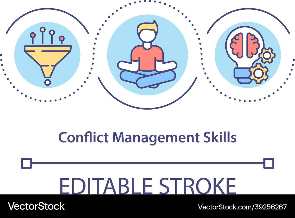 Conflict management skills concept icon Royalty Free Vector