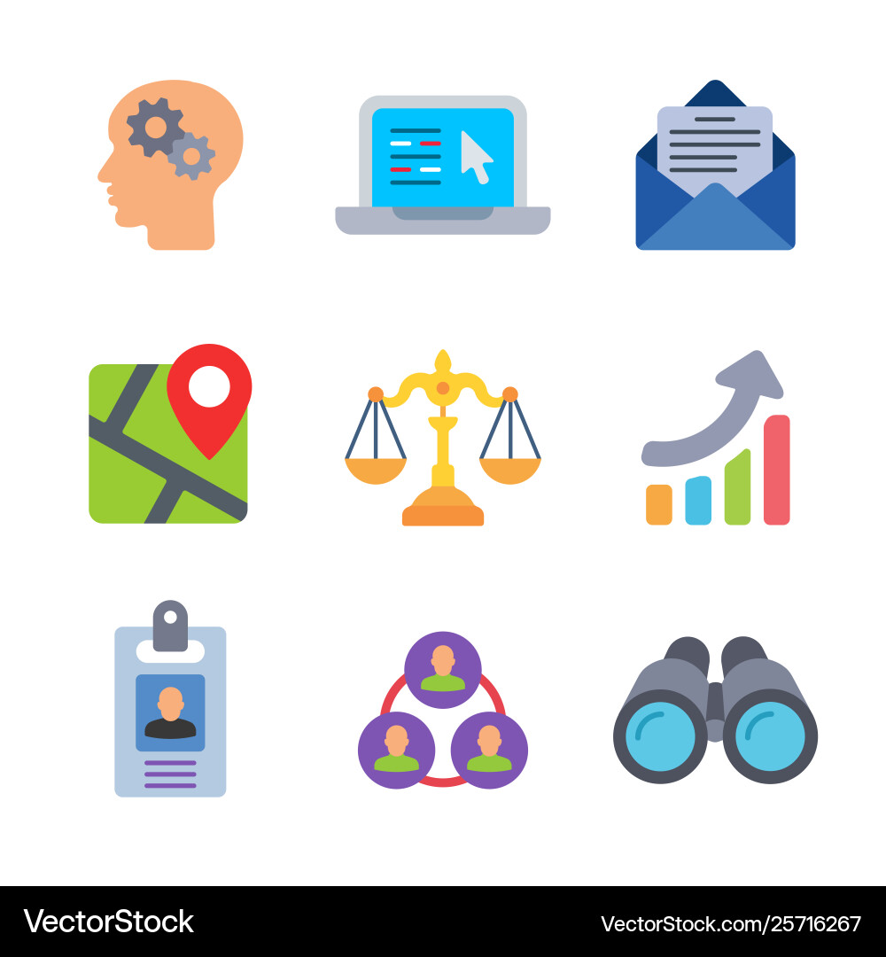 Finance and business colored trendy icon pack 1 Vector Image
