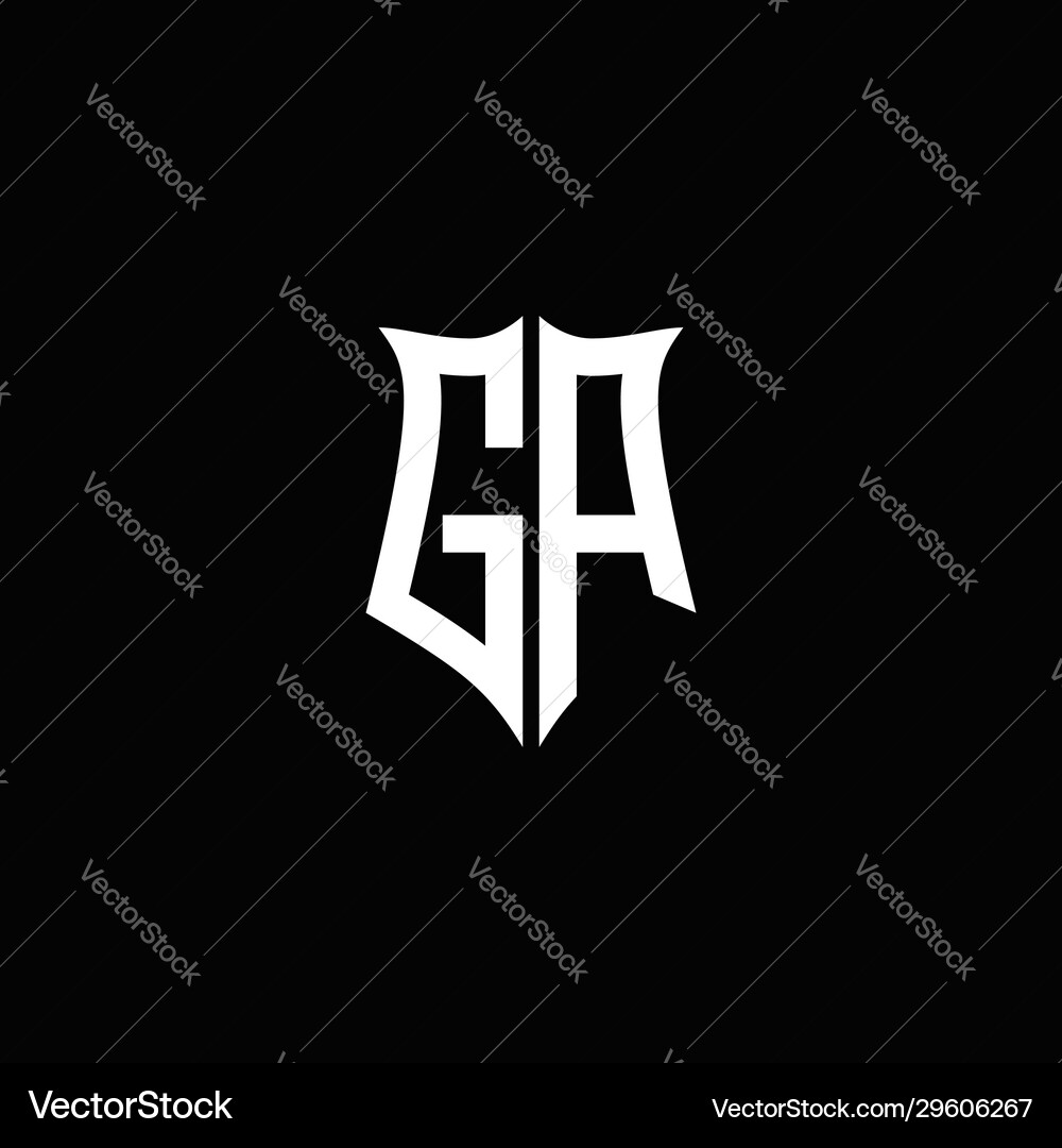 Ga monogram letter logo ribbon with shield style Vector Image