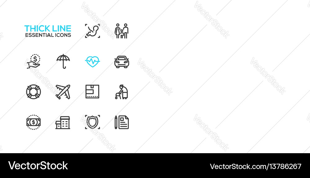 Insurance - modern single thick line icons Vector Image