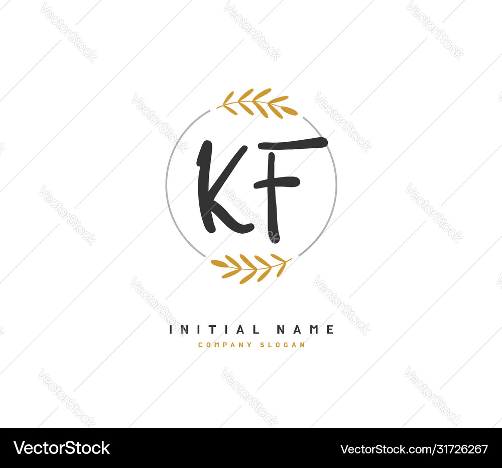 K f kf beauty initial logo handwriting Royalty Free Vector