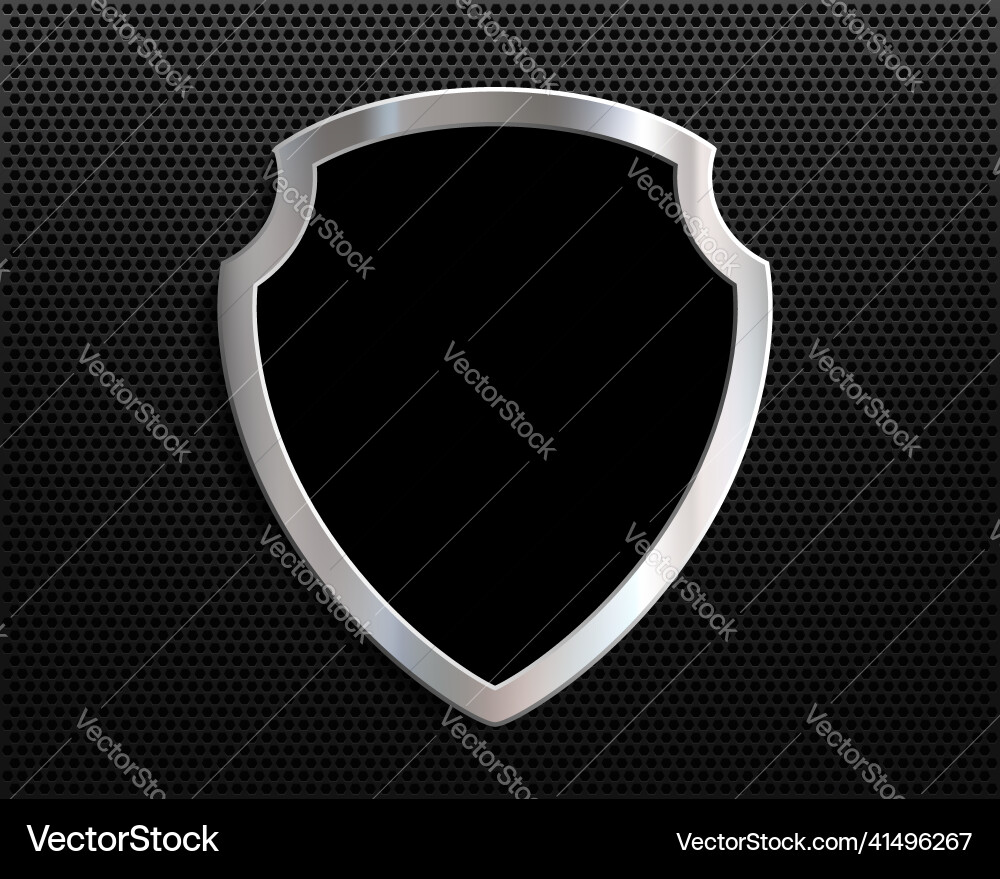 Metal shield on textured steel background Vector Image
