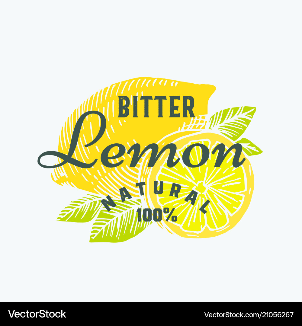 Natural bitter lemon abstract sign symbol Vector Image