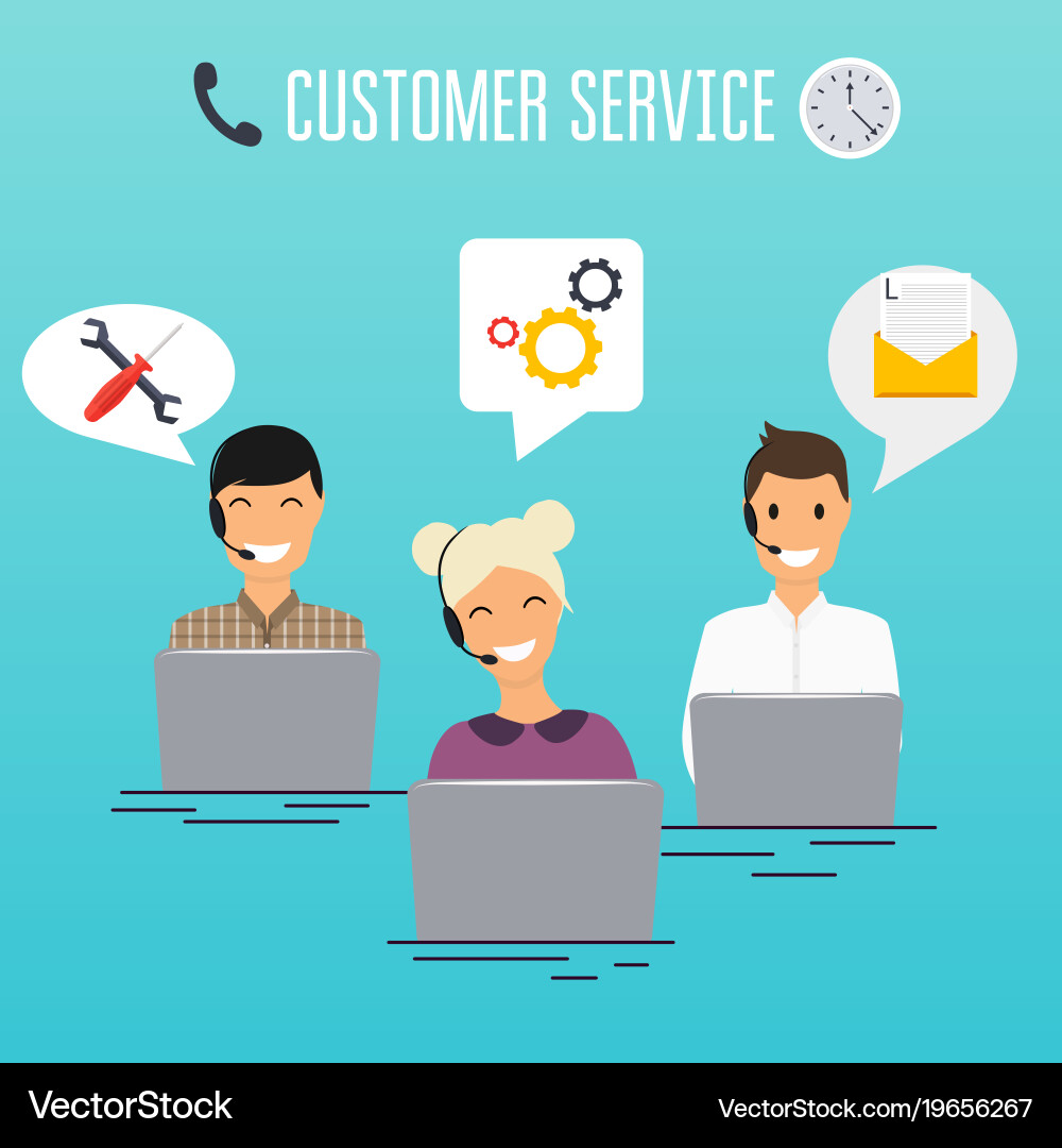 Operators of call center office working in Vector Image