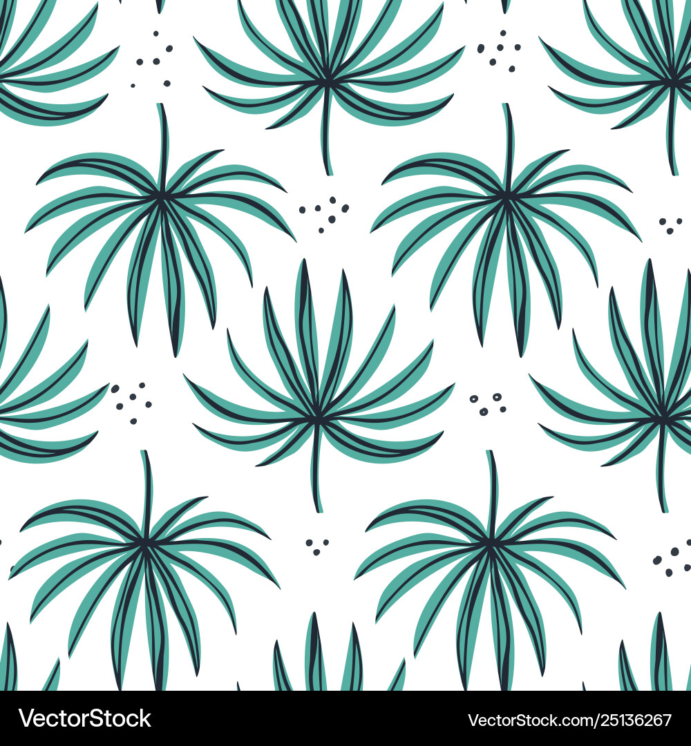 Palm split leaves hand drawn seamless pattern Vector Image