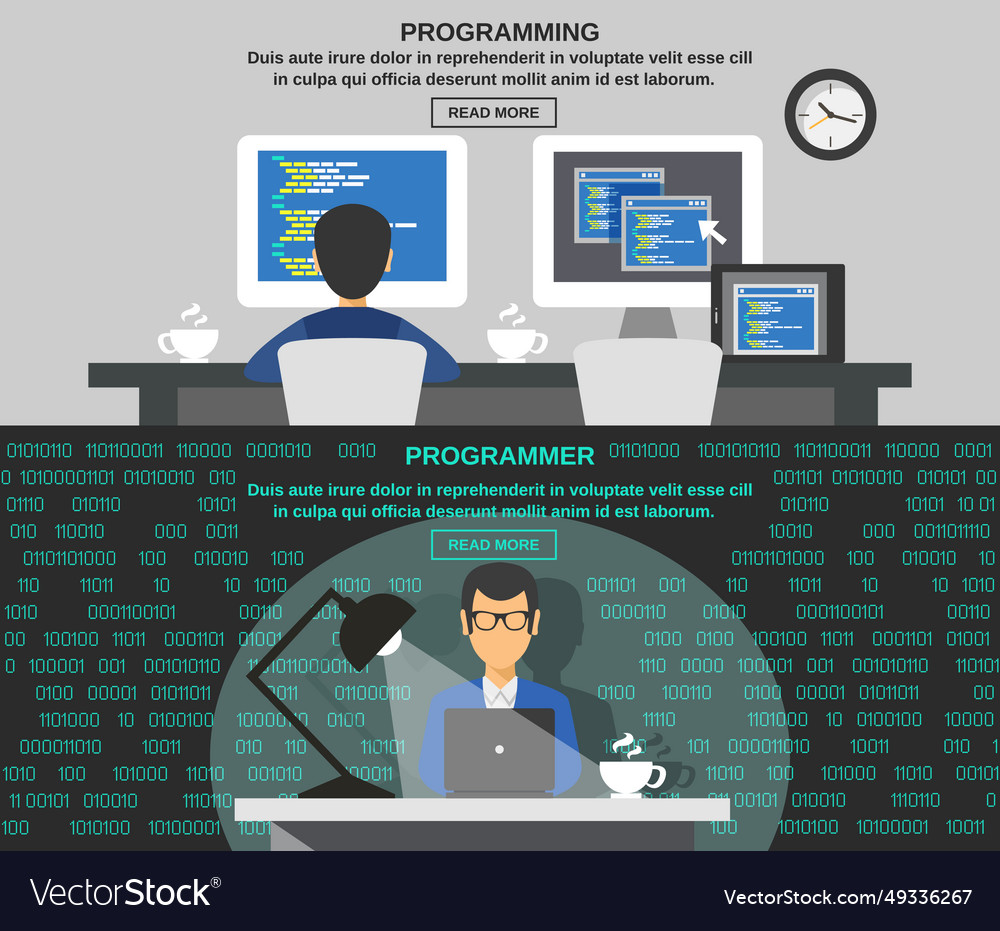 Programmer banner set Royalty Free Vector Image