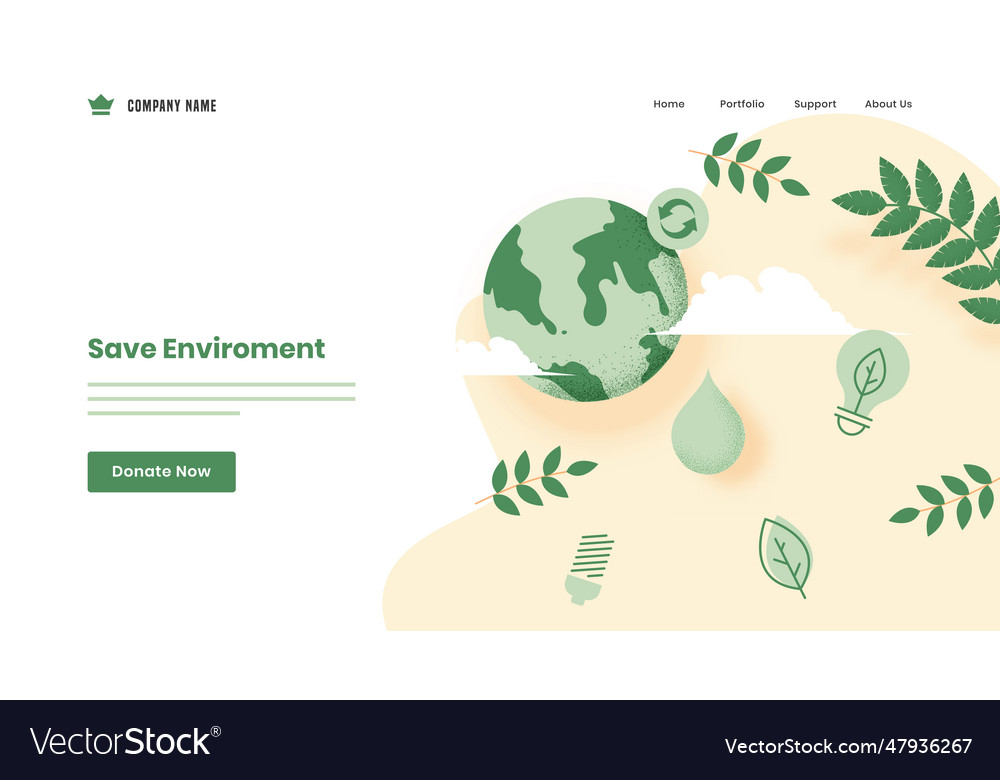 Save environment concept based landing page Vector Image