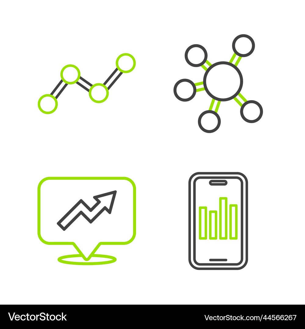 Set line mobile with graph financial growth Vector Image