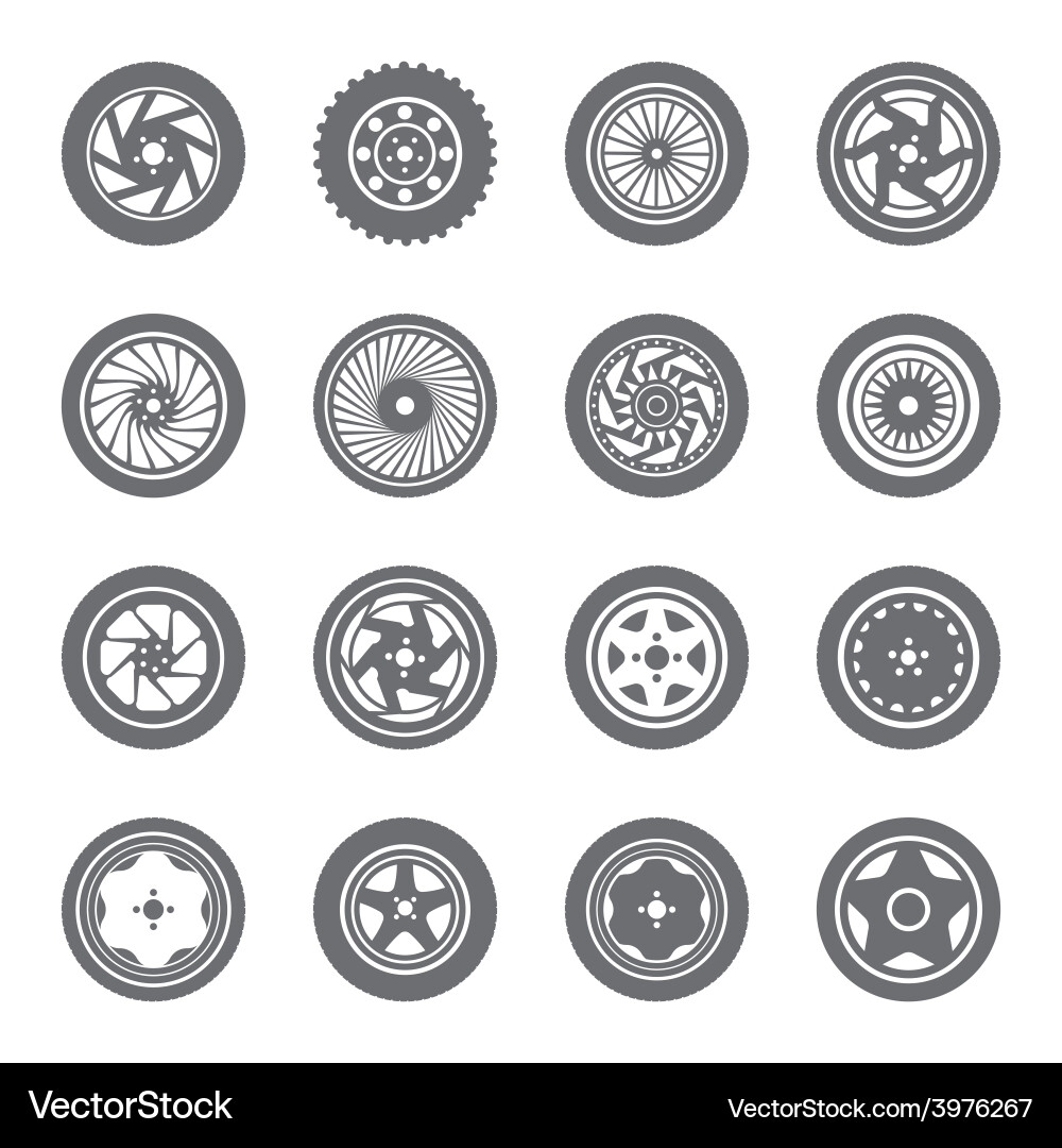 Set of wheel rims Royalty Free Vector Image - VectorStock
