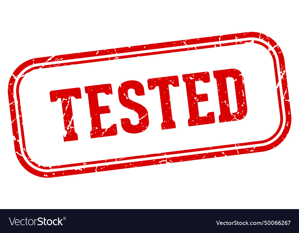 Tested stamp rectangular on white Royalty Free Vector Image