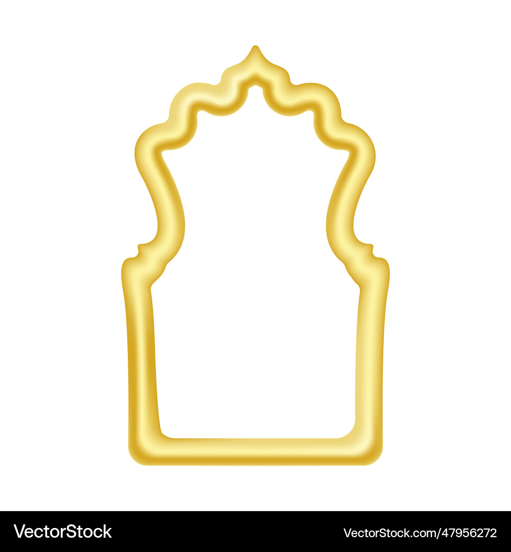 3d golden frame islamic gold arch Royalty Free Vector Image