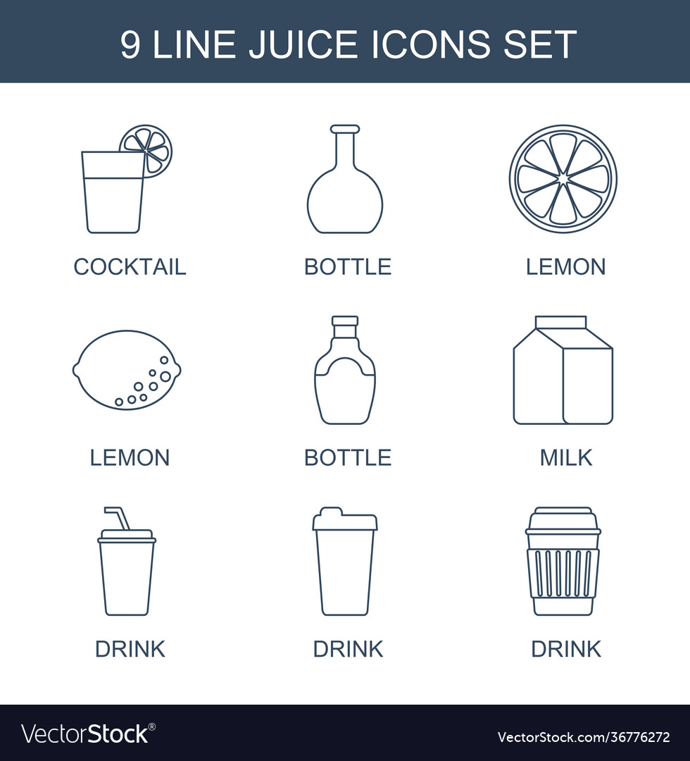 9 juice icons Royalty Free Vector Image - VectorStock