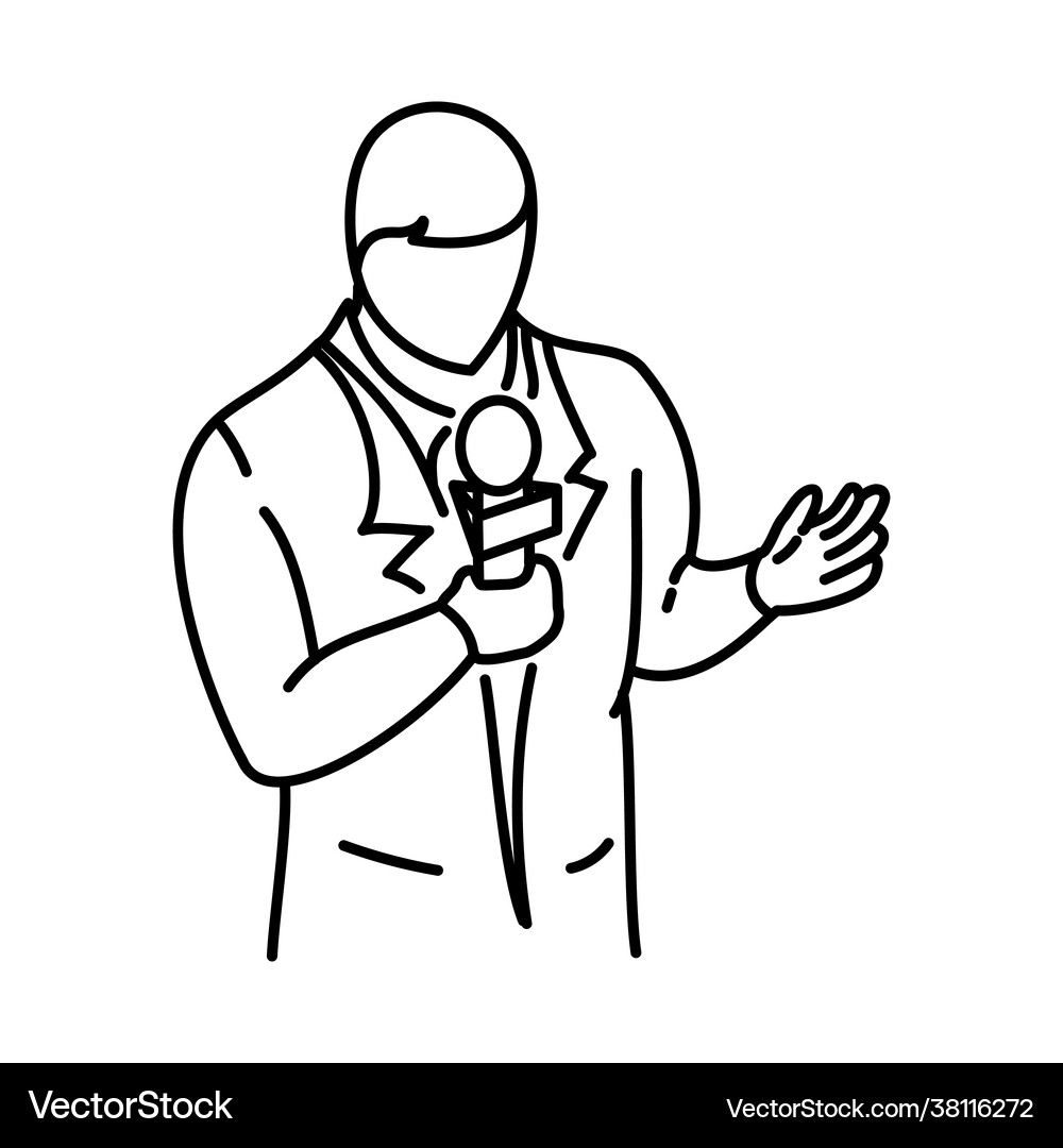 Anchorman icon doodle hand drawn or outline Vector Image