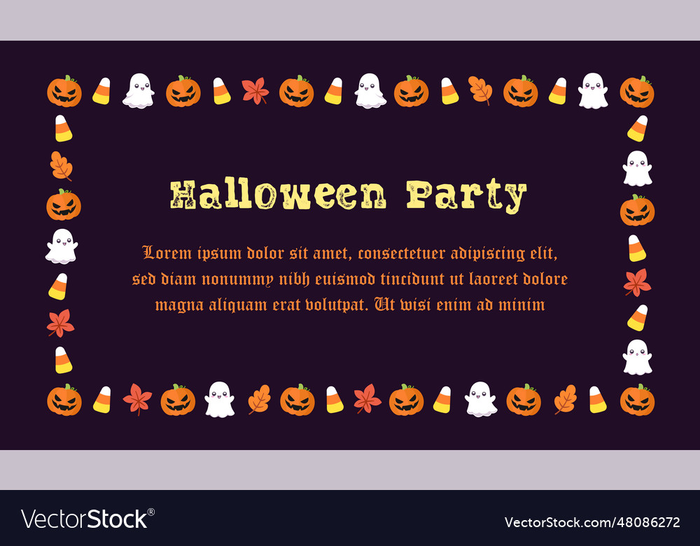 Cute halloween party invitation frame template Vector Image