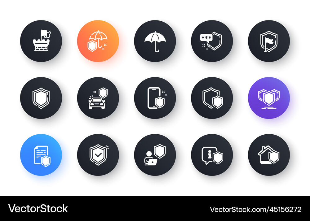 Defense icons car insurance secure shield Vector Image