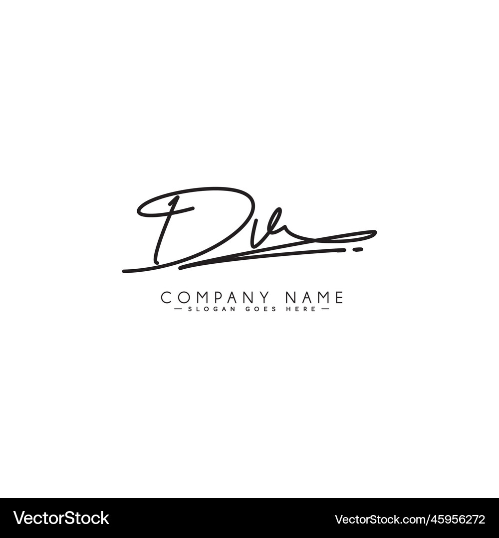 Dv simple signature logo - handwritten template Vector Image