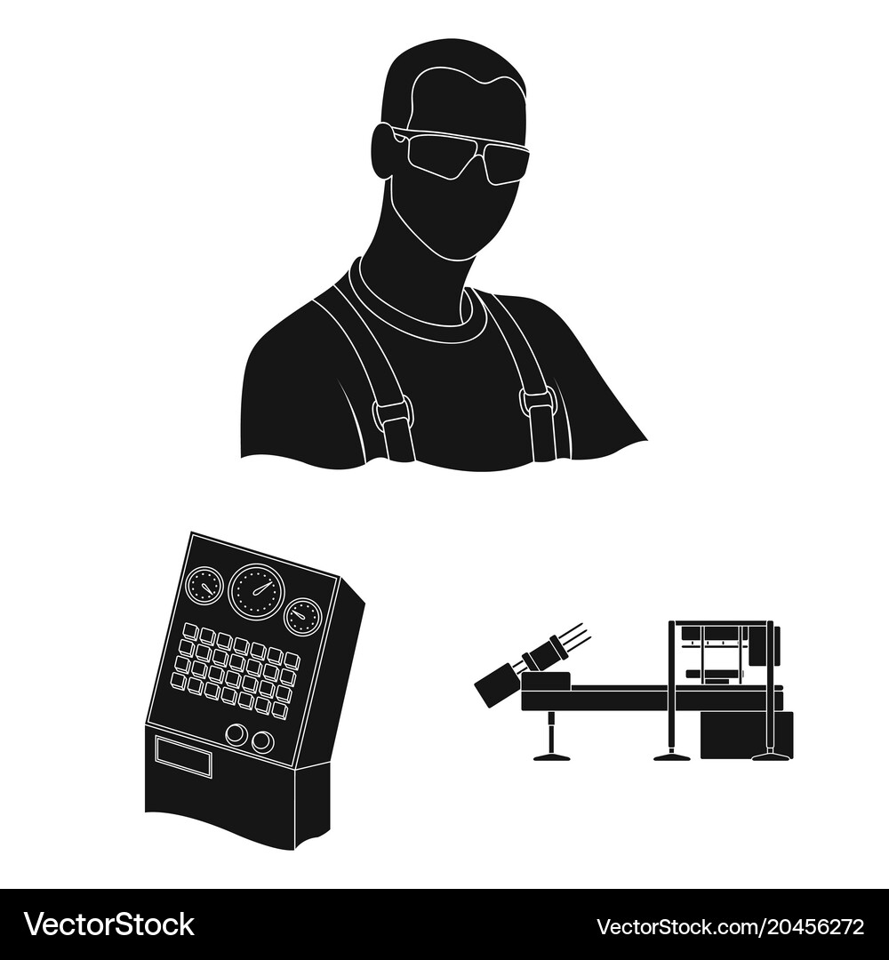 Equipment and machine black icons in set Vector Image