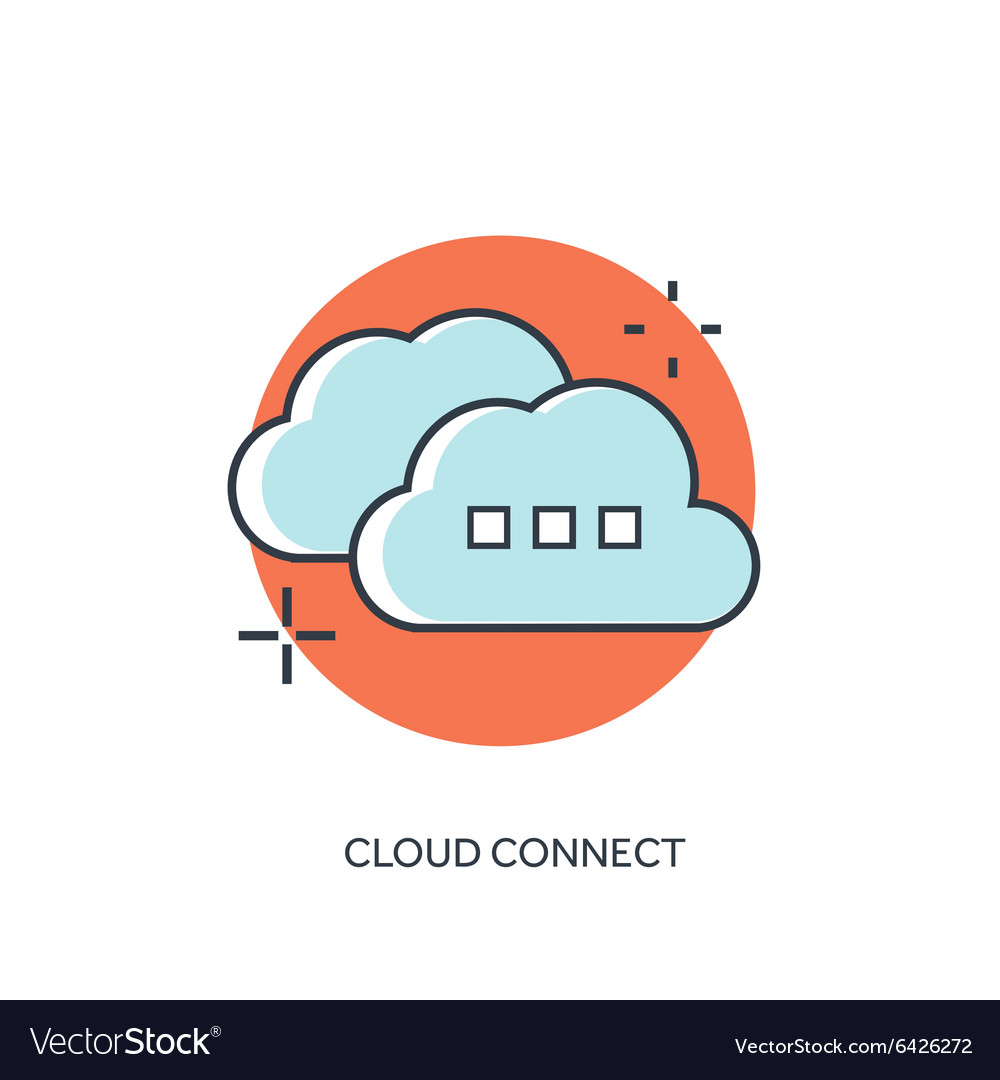 Flat lined cloud computing icon data storage Vector Image