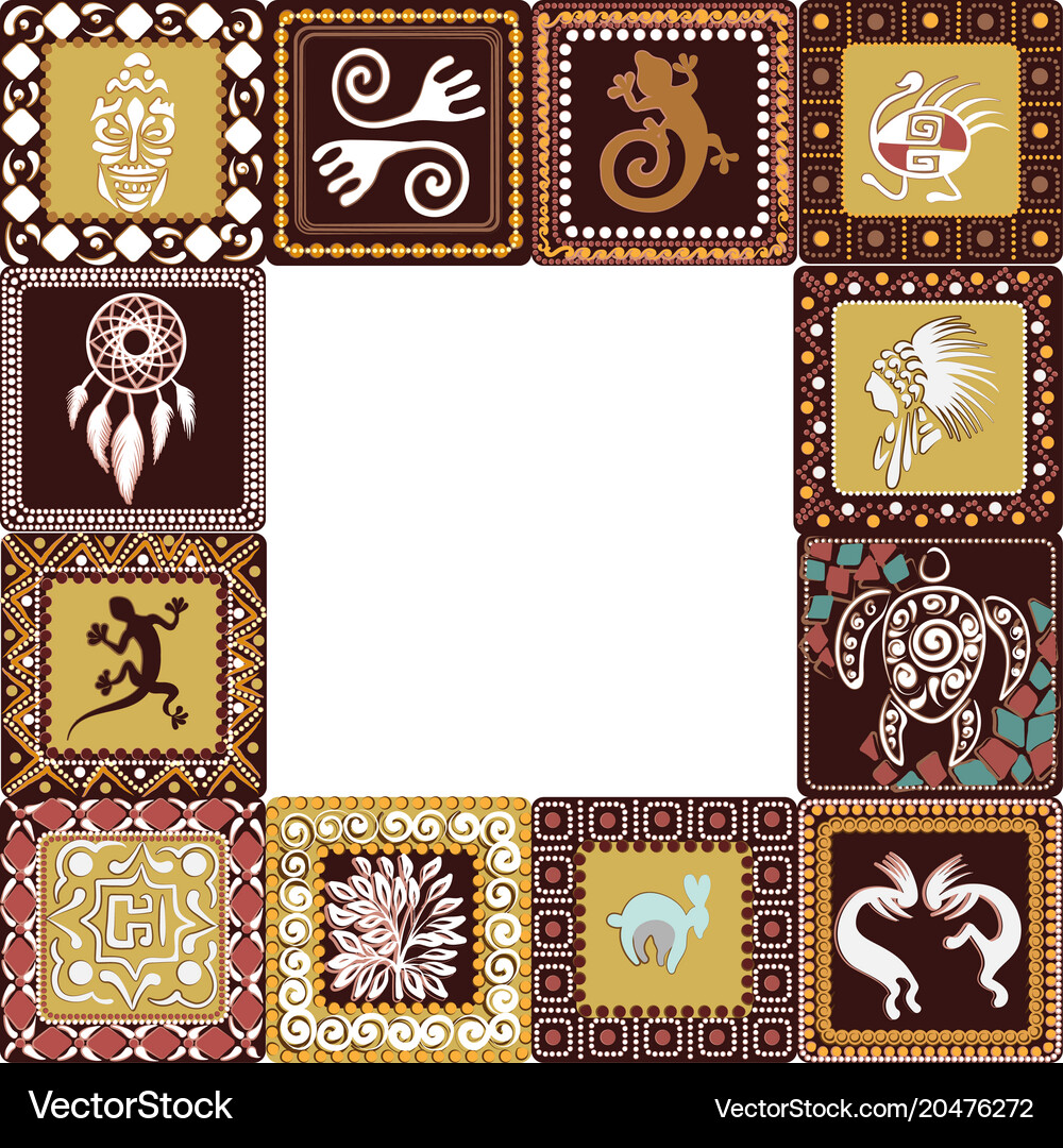 Frame with imitation of elements rock art Vector Image