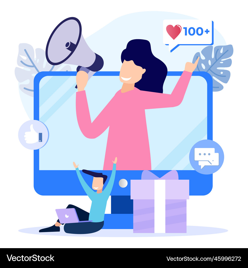 Graphic cartoon character of referral program Vector Image
