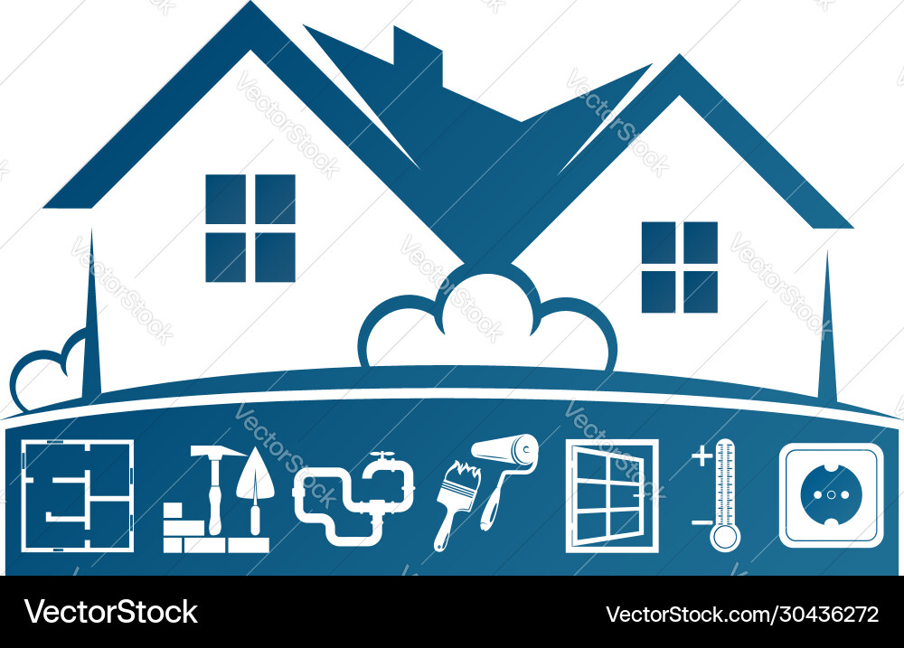 Housing symbol repair and construction Royalty Free Vector