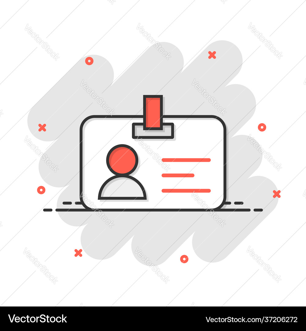 Id card icon in comic style identity badge Vector Image