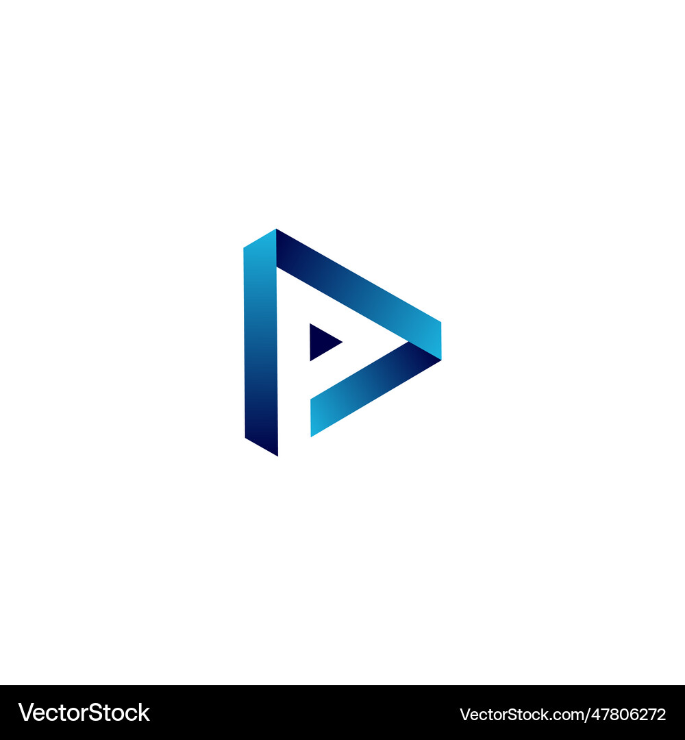 Letter p play media logo design Royalty Free Vector Image