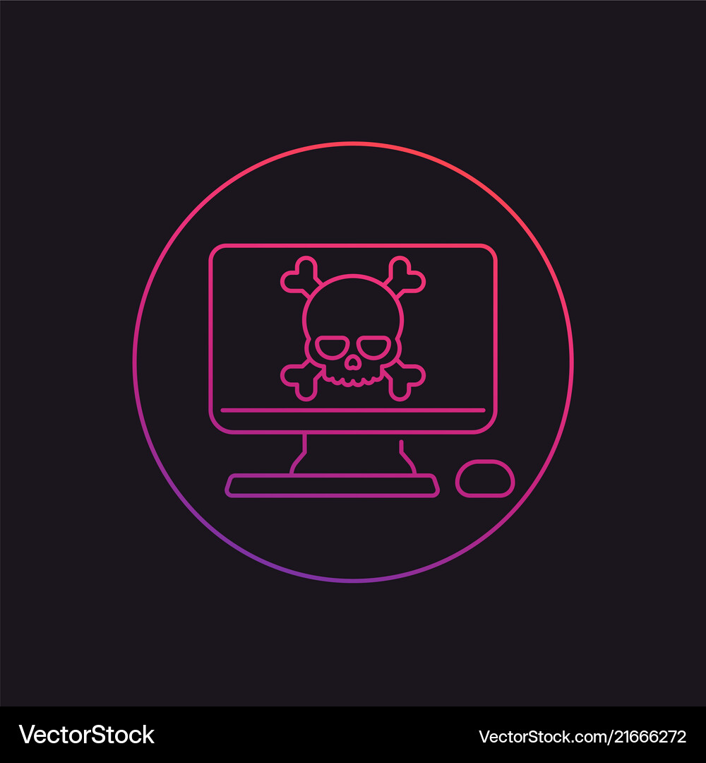 Malware online scam computer virus linear icon Vector Image