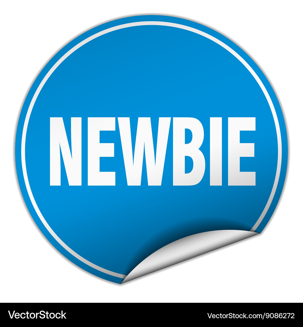 Newbie round blue sticker isolated on white Vector Image