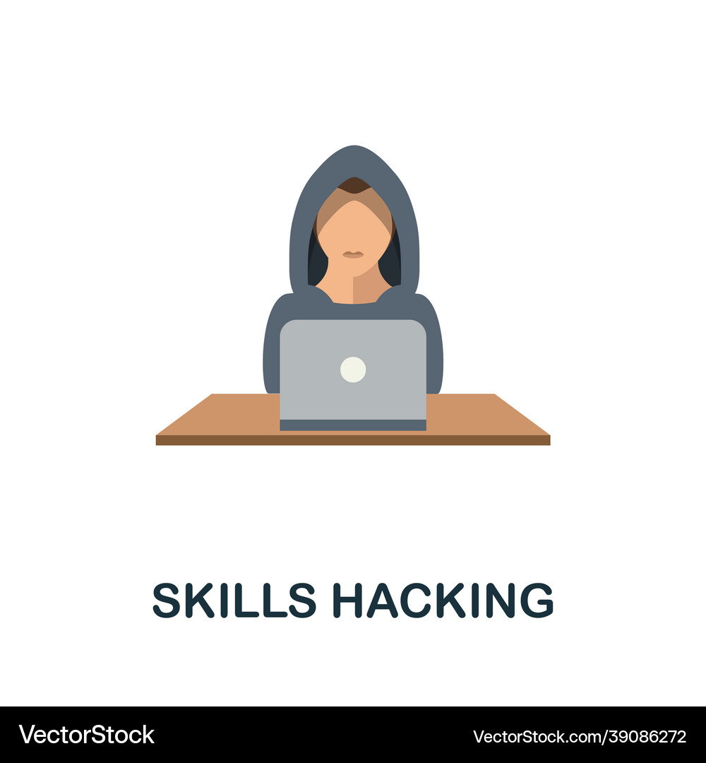 Skills hacking flat icon colored sign from Vector Image