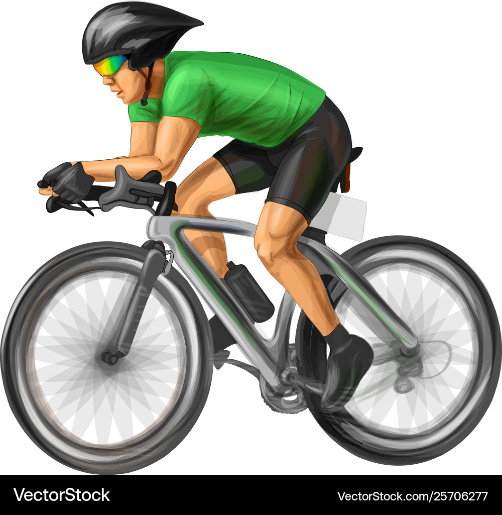 Abstract cyclist on a race track on white Vector Image